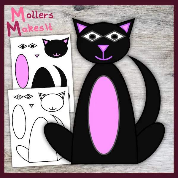 Cat Craft Template, Cut And Glue - Mollers Makes It