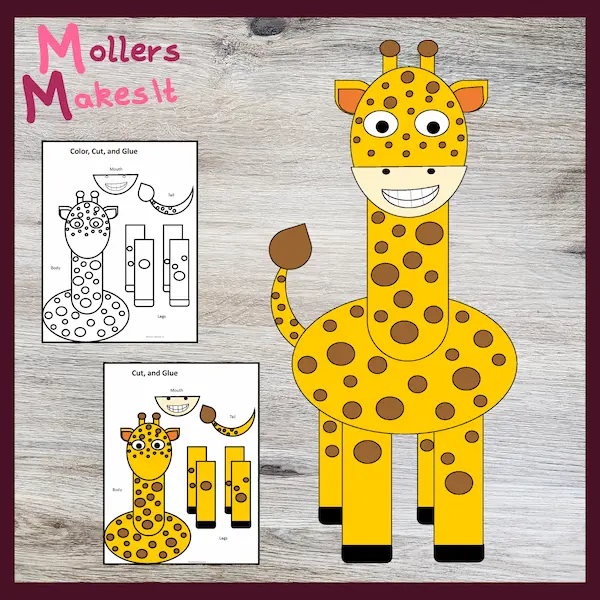 Goofy Giraffe Animal Craft Template - Mollers Makes It