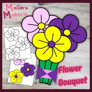 Heart Flower Bouquet Craft Template - Mollers Makes It