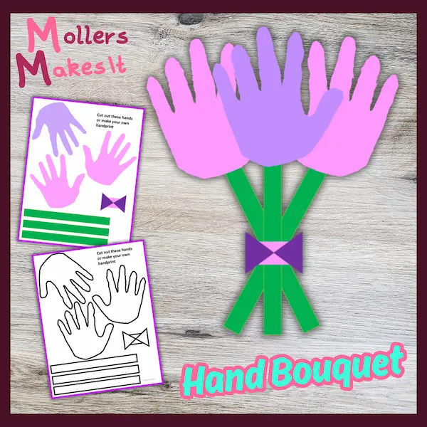 Hand Flower Bouquet Craft Template - Mollers Makes It