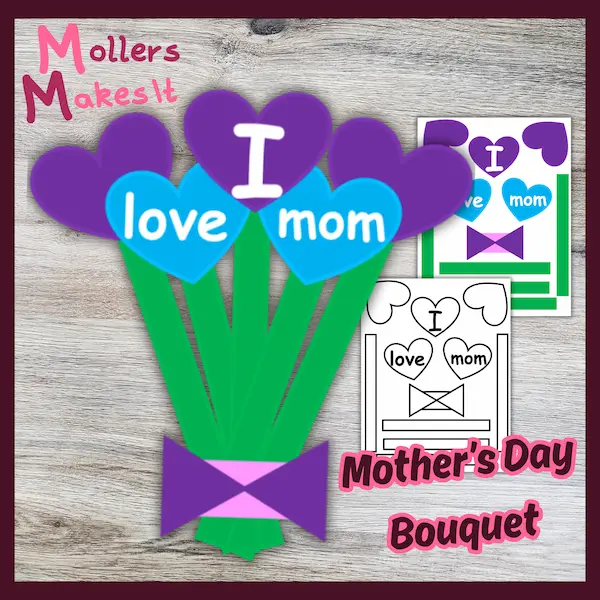 Heart Flower Bouquet Craft Template - Mollers Makes It