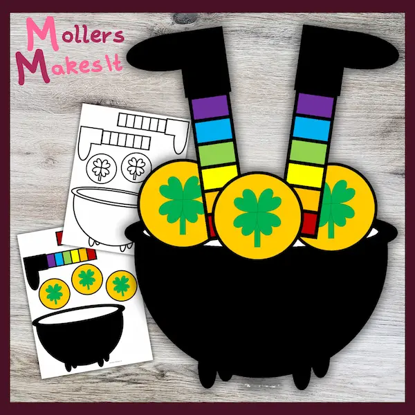 St. Patrick's Day Stuck In A Pot Of Gold Craft Template - Mollers Makes It