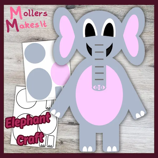Elephant Craft Template, Cut And Glue - Mollers Makes It