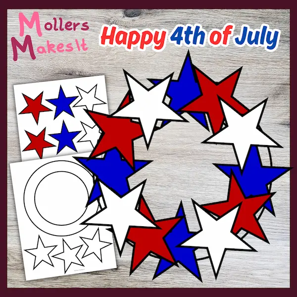Patriotic Star Wreath Craft Template, Cut And Glue - Mollers Makes It