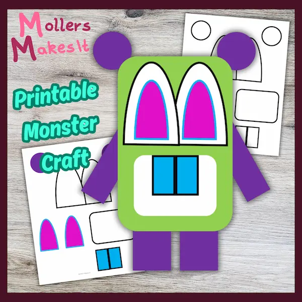 Marvelous Monster Craft Template, Cut And Glue - Mollers Makes It