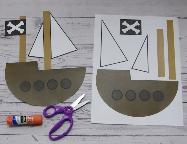 Pirate Ship Craft Template, Cut And Glue - Mollers Makes It