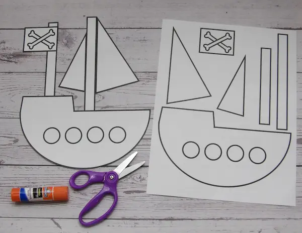 Pirate Ship Craft Template, Cut And Glue - Mollers Makes It