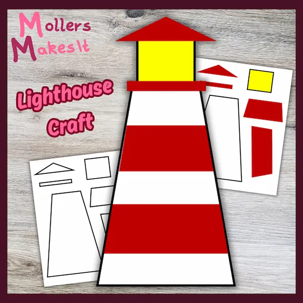 Lighthouse Craft Template, Cut And Glue - Mollers Makes It