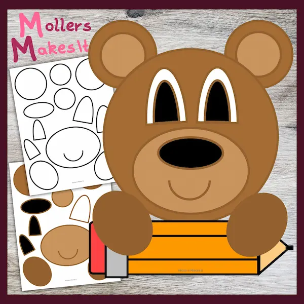 School Bear Craft Template - Mollers Makes It