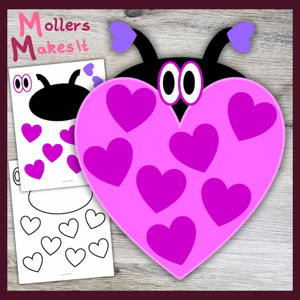 Valentine Heart Bug Craft Template - Mollers Makes It