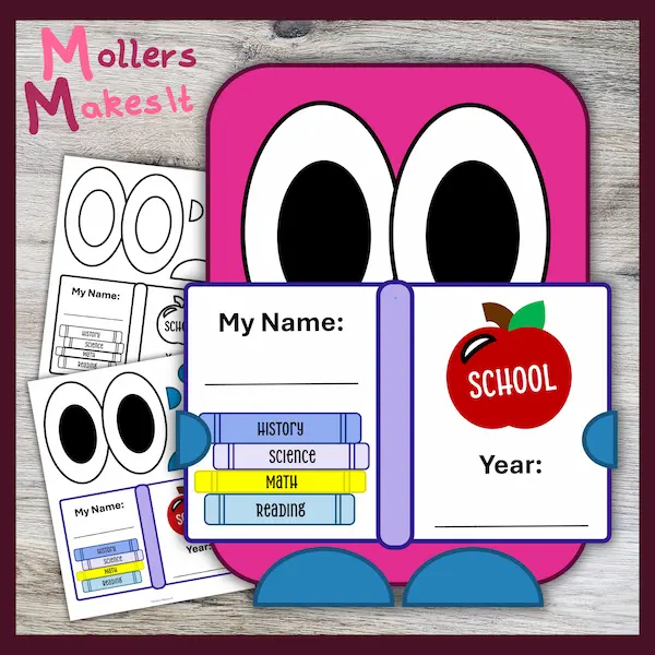 Pink School Monster Craft Template - Mollers Makes It