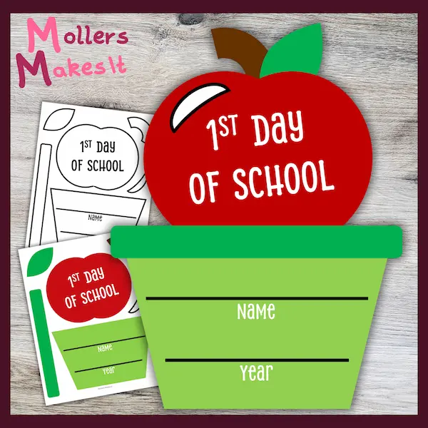1st Day Of School Apple Craft Template - Mollers Makes It