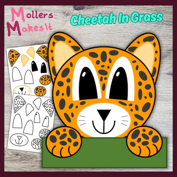 Cheetah In Grass Craft Template - Mollers Makes It