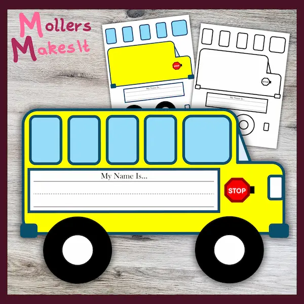 Name School Bus Craft Template - Mollers Makes It